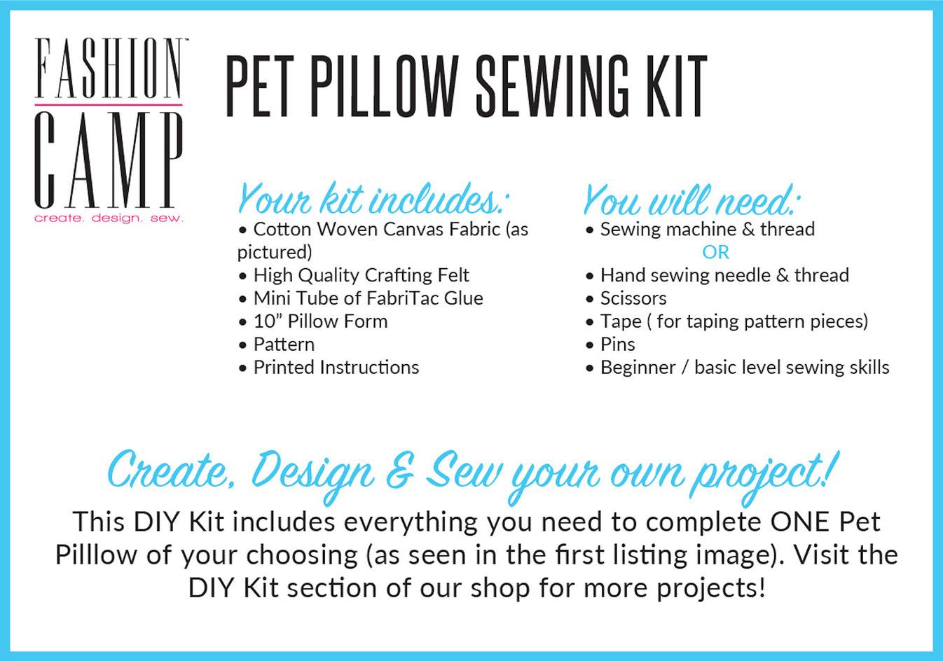 DIY Mini Pet Pillow Sewing Kit - Bunny, Cat, Puppy – Fashion Camp